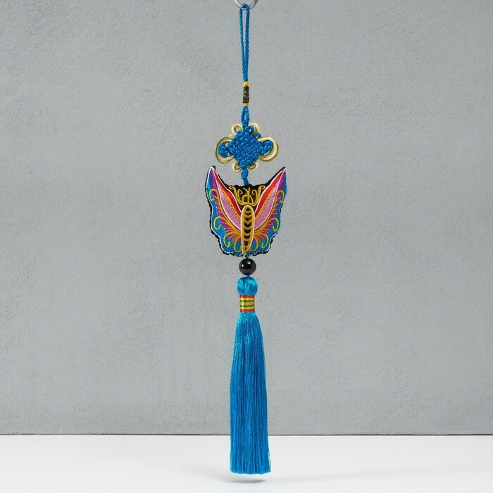 Подвеска текстиль «Бабочка», голубая, 2×6.5×27 см
