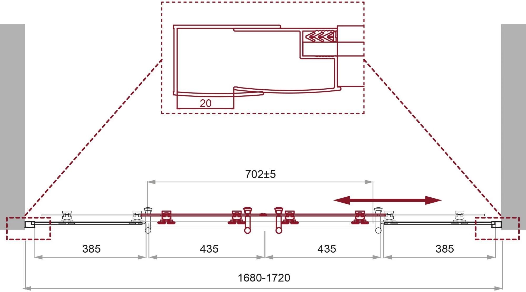 UNO-195-BF-2-170-C-Cr Душевая дверь