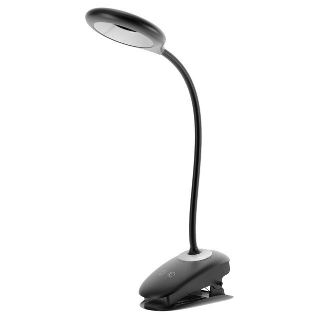Фотон настольная светодиодная лампа на прищепке 5Вт 4000К черная для дома и офиса