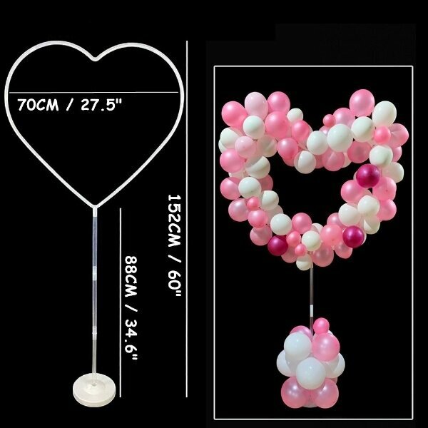 Стойка для шаров Сердце, на ножке, 0,7x1,5 м, Белый/Прозрачн