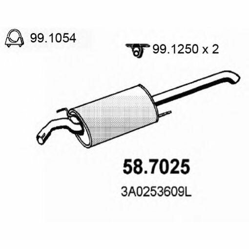 Глушитель выхлопных газов конечный, ASSO 58.7025 (1 шт.)