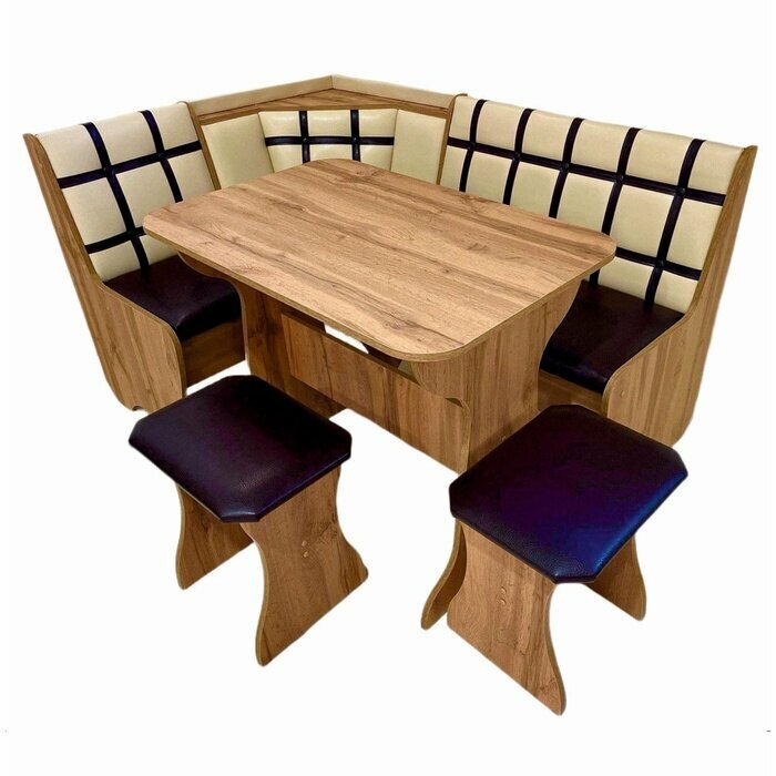 Кухонный уголок «КУ-19Л\4 М», со столом, с табуретами, цвет дуб вотан