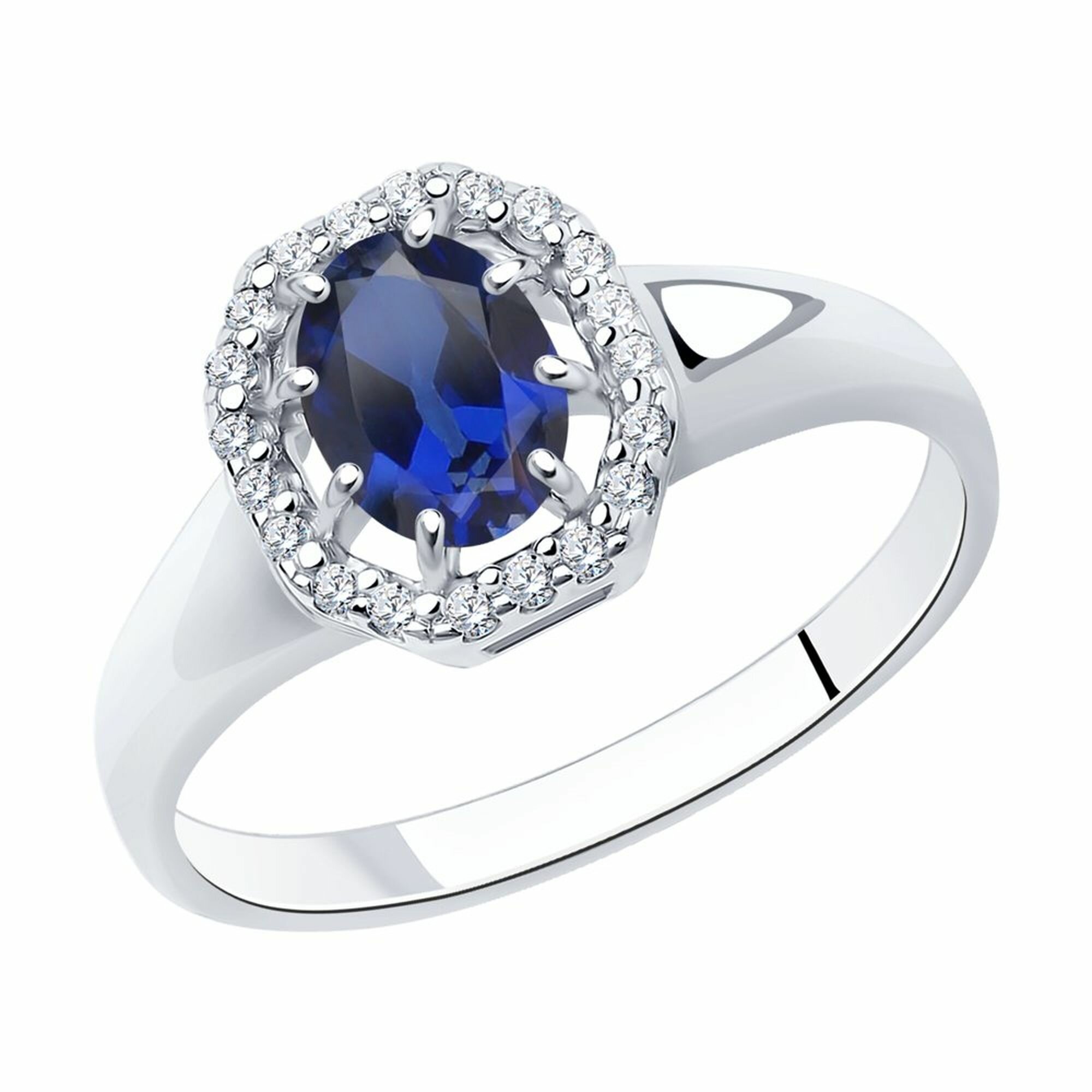 Кольцо, серебро, 925 проба, родирование, фианит, корунд