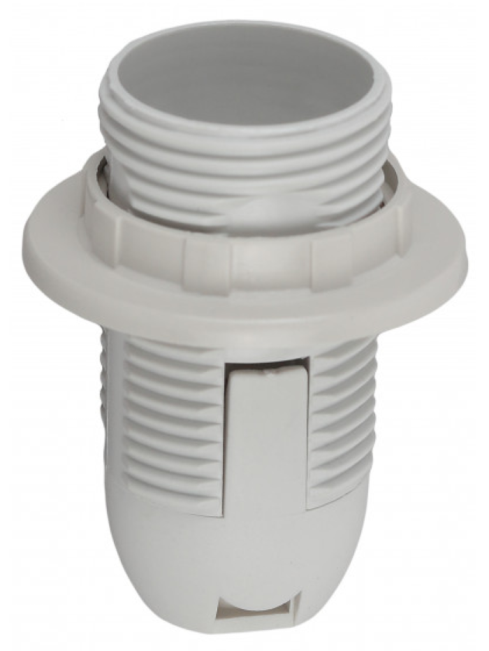 Патрон для лампы ЭРА с кольцом, пластик белый, E14 / электрооборудование