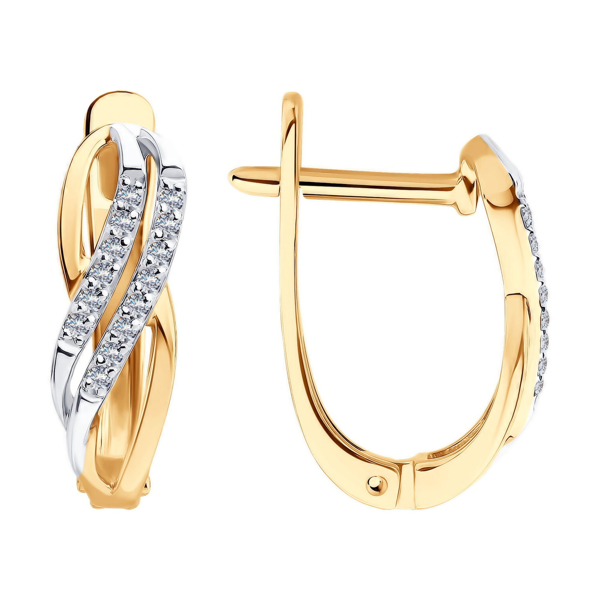 Серьги, красное золото, 585 проба, бриллиант