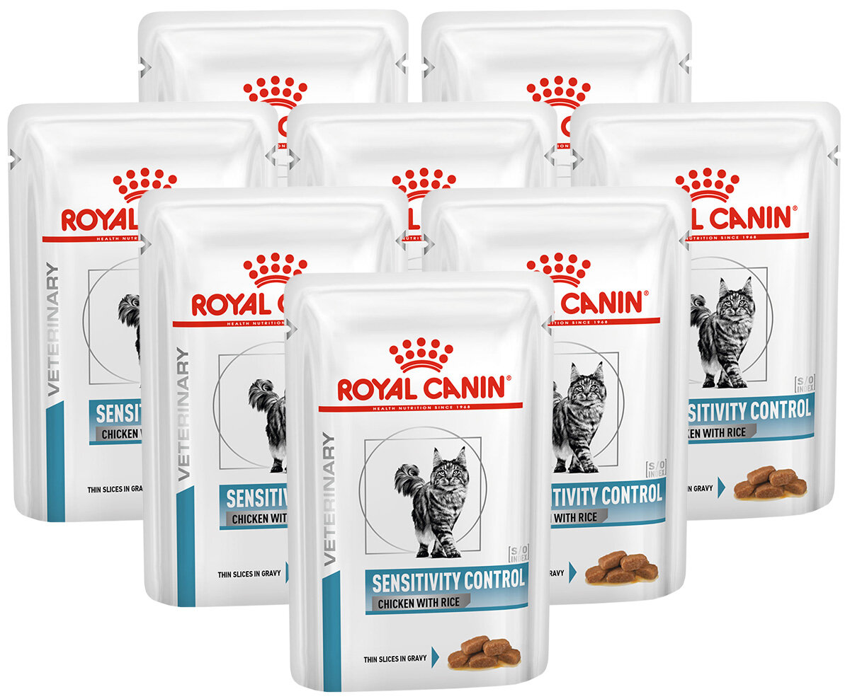 Корм влажный Royal Canin Sensitivity Control для взрослых кошек при пищевой непереносимости, курица и рис, 85 г х 8 шт