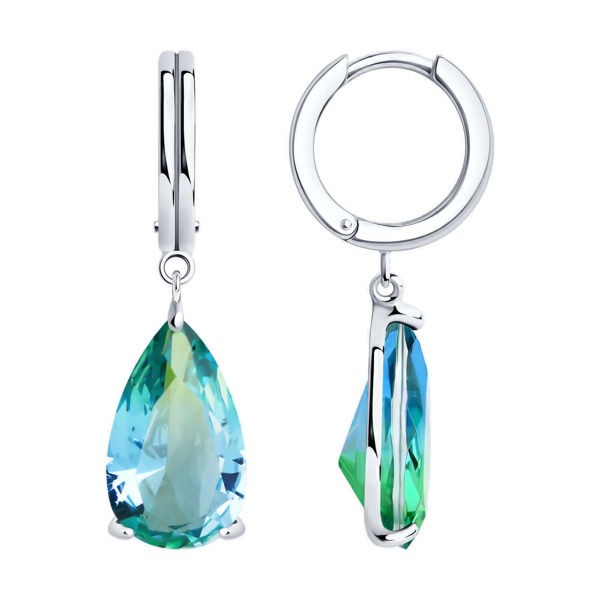 Серьги, серебро, 925 проба, родирование, ситалл