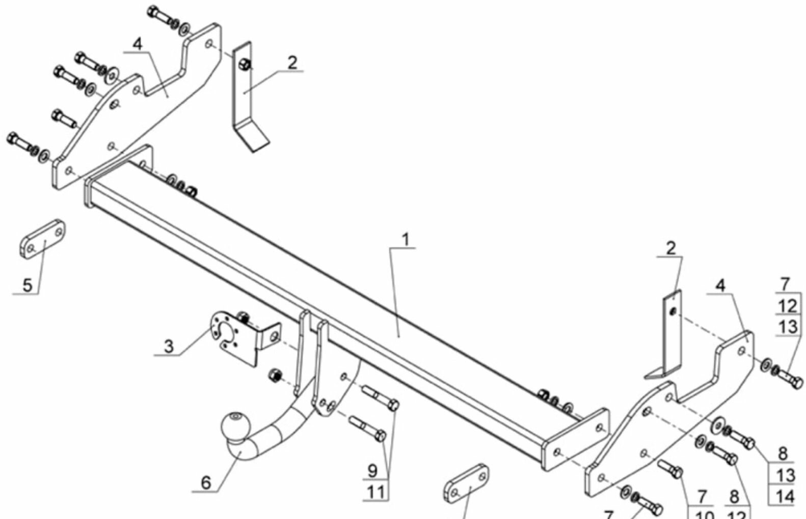 Фаркоп AvtoS для TOYOTA HILUX (2005) с универсальной электрикой и сертификатом в комплекте, арт.(TY 36+electr)