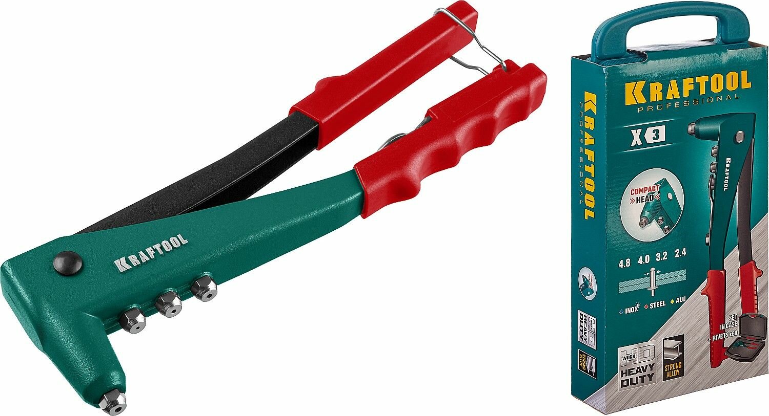 Заклепочник KRAFTOOL X-3, 2.4-4.8 мм, литой, кейс комплект 31170-H6_z01