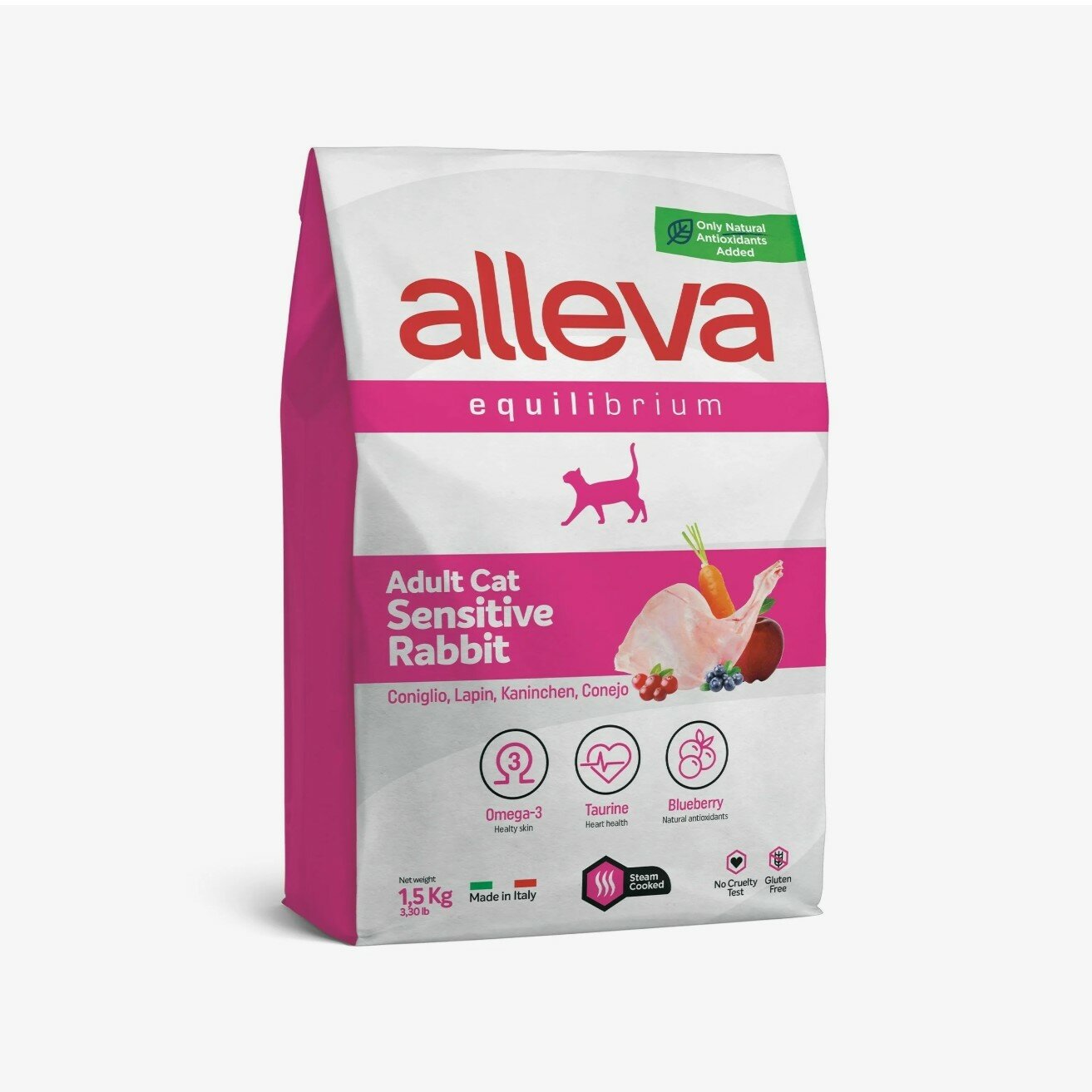 ALLEVA EQUILIBRIUM Сухой корм для взрослых кошек Сенситив с кроликом 1,5кг