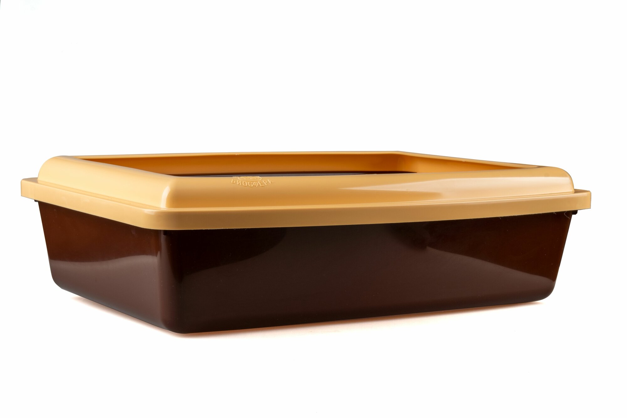 Вака Туалет для кошек Премиум "глубокий С бортиком", 43х32.5х12 см, венге/сливки