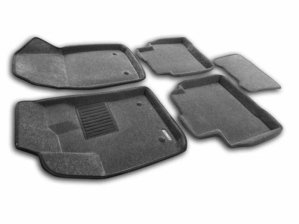 Коврики текстильные 3D Euromat для Geely Tugella / 3Д Евромат для Джили Тугелла, с полиуретановый подпятник, темносерые