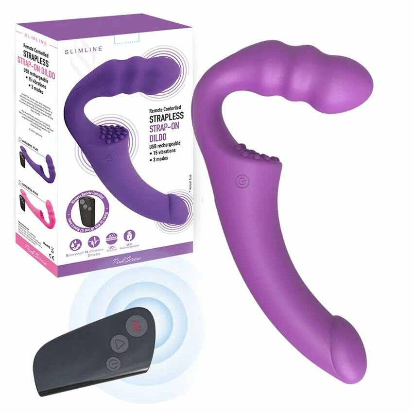 Безремневой страпон Straples Strap-On Dildo, фиолетовый