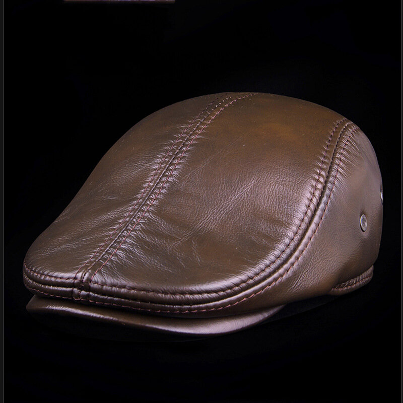 Высококачественная кепка из верхнего слоя коровьей кожи, мужская, из натуральной кожи, осень-зима, новая, Haining Origin, защита ушей, рабочая шапка