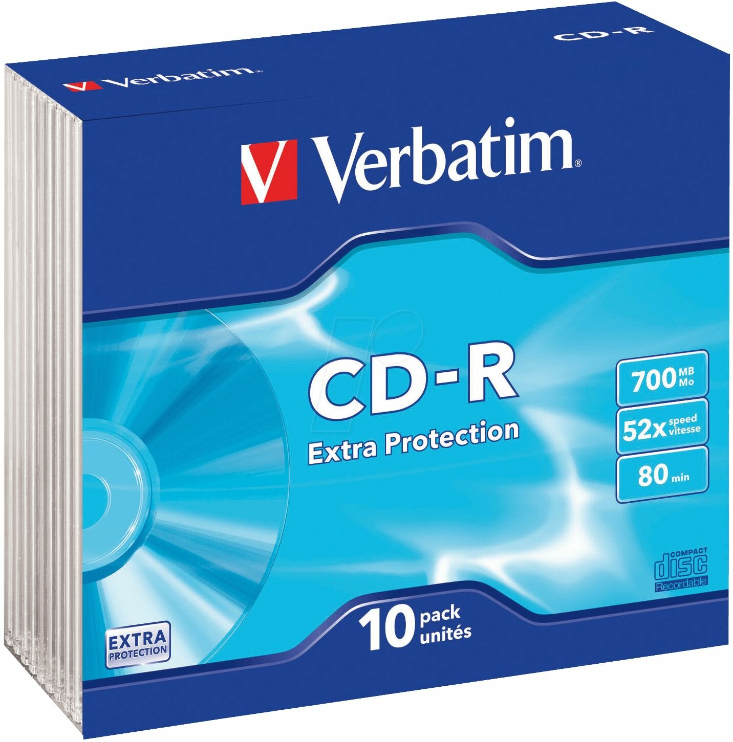 Диски CD-R 700Mb Verbatim (43415) 52X EXTRA PROTECTION 50шт Slim Case