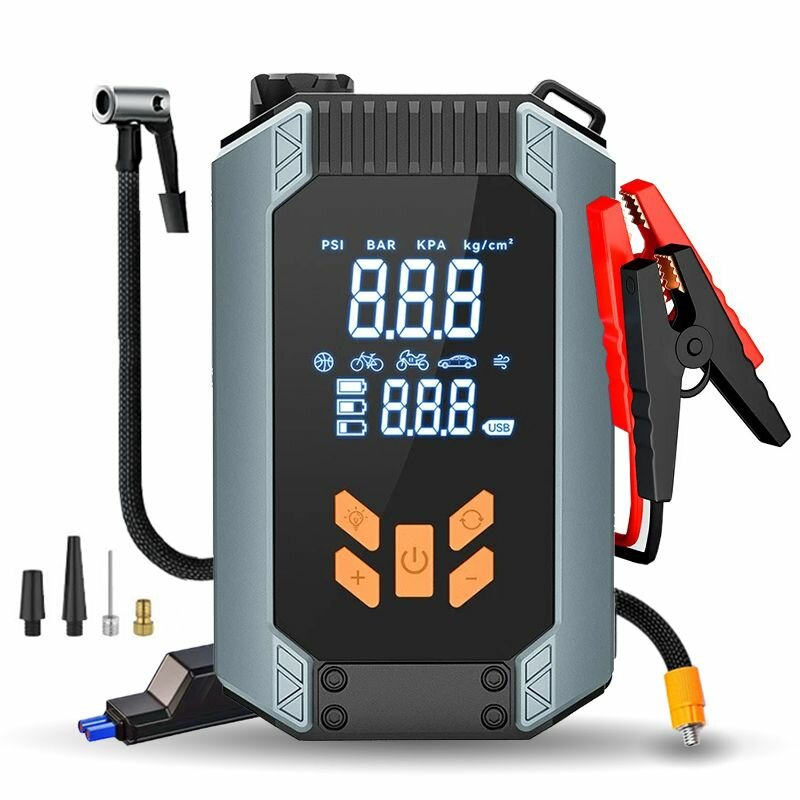 Автомобильное пусковое устройство, насос воздушный 4-в-1, 7200мАч, Power Bank, с Функцией Фонарь