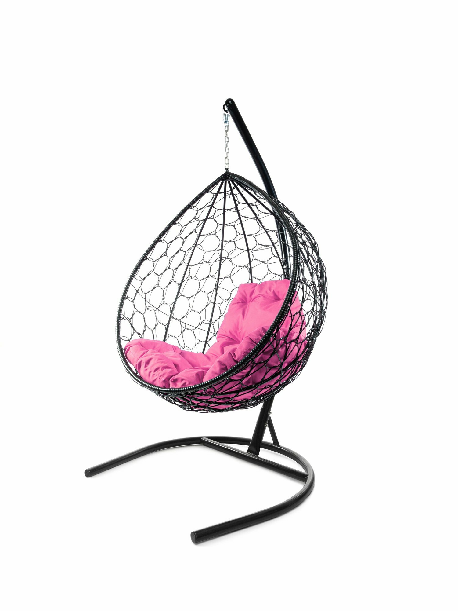 Подвесное кресло "Капля" чёрное с розовой подушкой