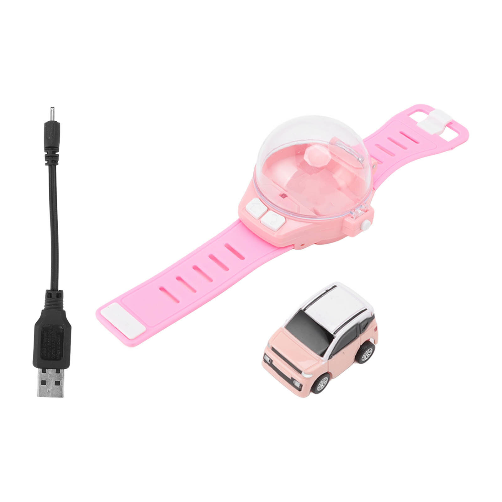 Watch RC Car Toy 2.4G Long Range Mini Cartoon Kids Gift IR Wrist Vehicle for 3 Years Old Above Upgrade Model Pink