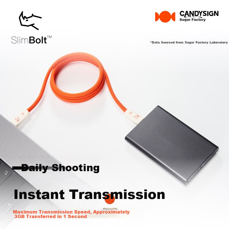 Кабель CANDYSIGN Thunderbolt 4 USB4 240Вт быстрая зарядка Type-C к Type-C 0.8м совместимый с iPhone 17/16 Цвет：Голубой