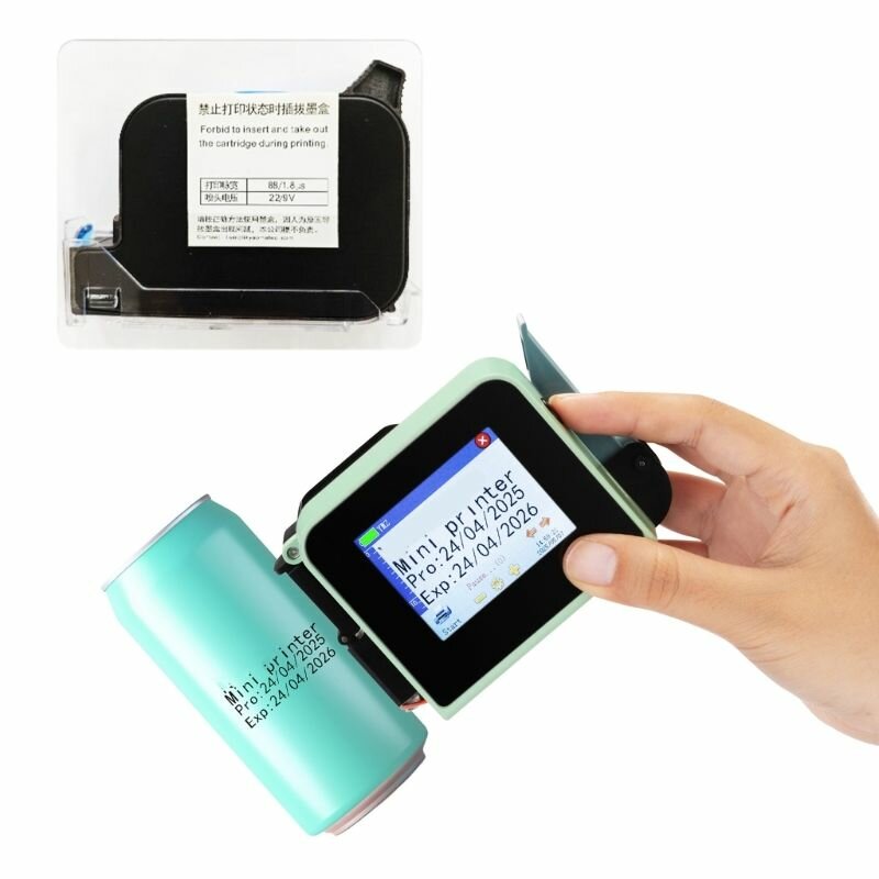 Мини ручной струйный принтер с LCD экраном, - С чернильным картриджем