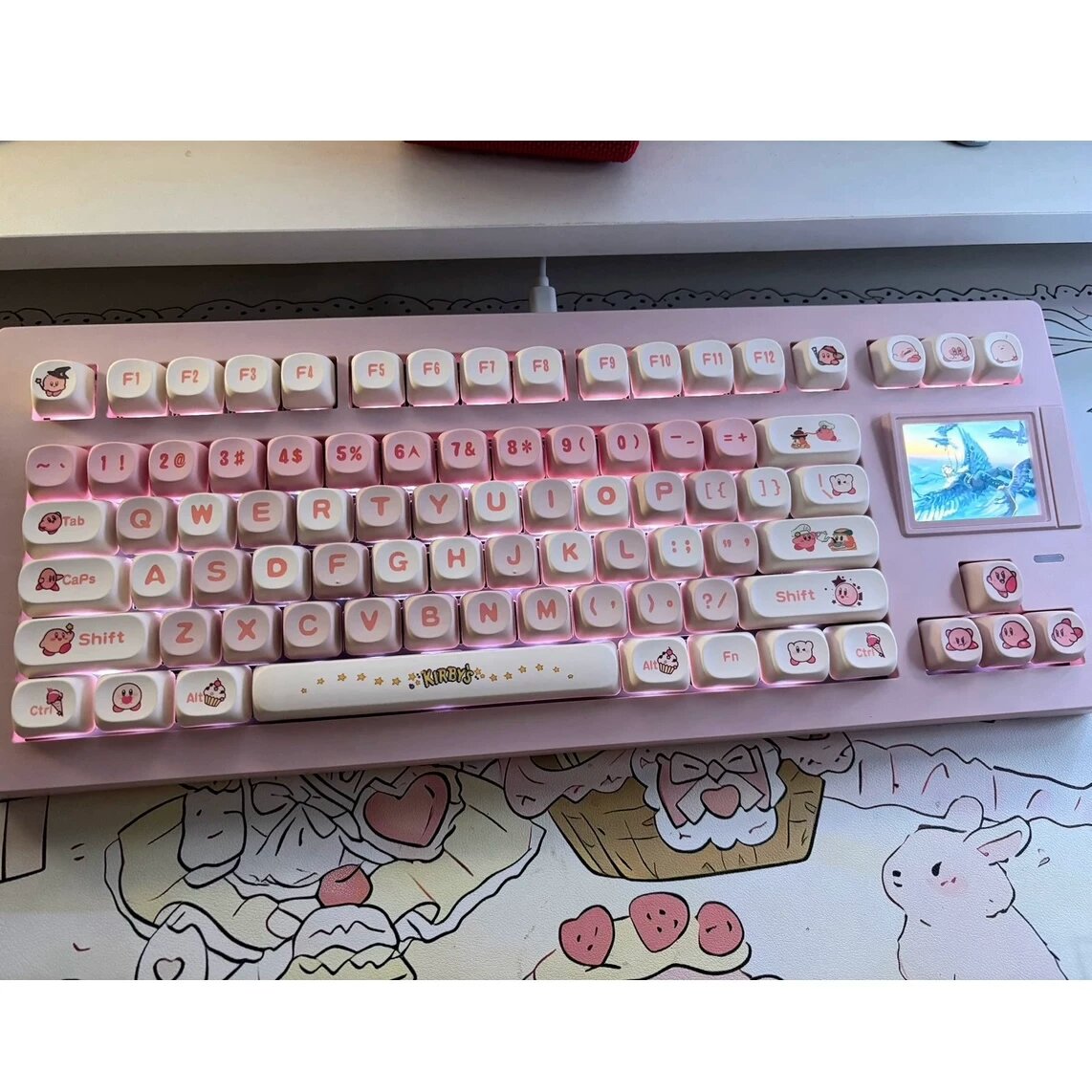 Кейкап Kirby KOA, высококачественная сублимационная печать, розовый, милый, дополнительный, подходит для клавиатуры