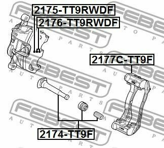 Втулка направляющая суппорта тормозного переднего комплект FORD Transit 2006- FEBEST 2174-TT9F