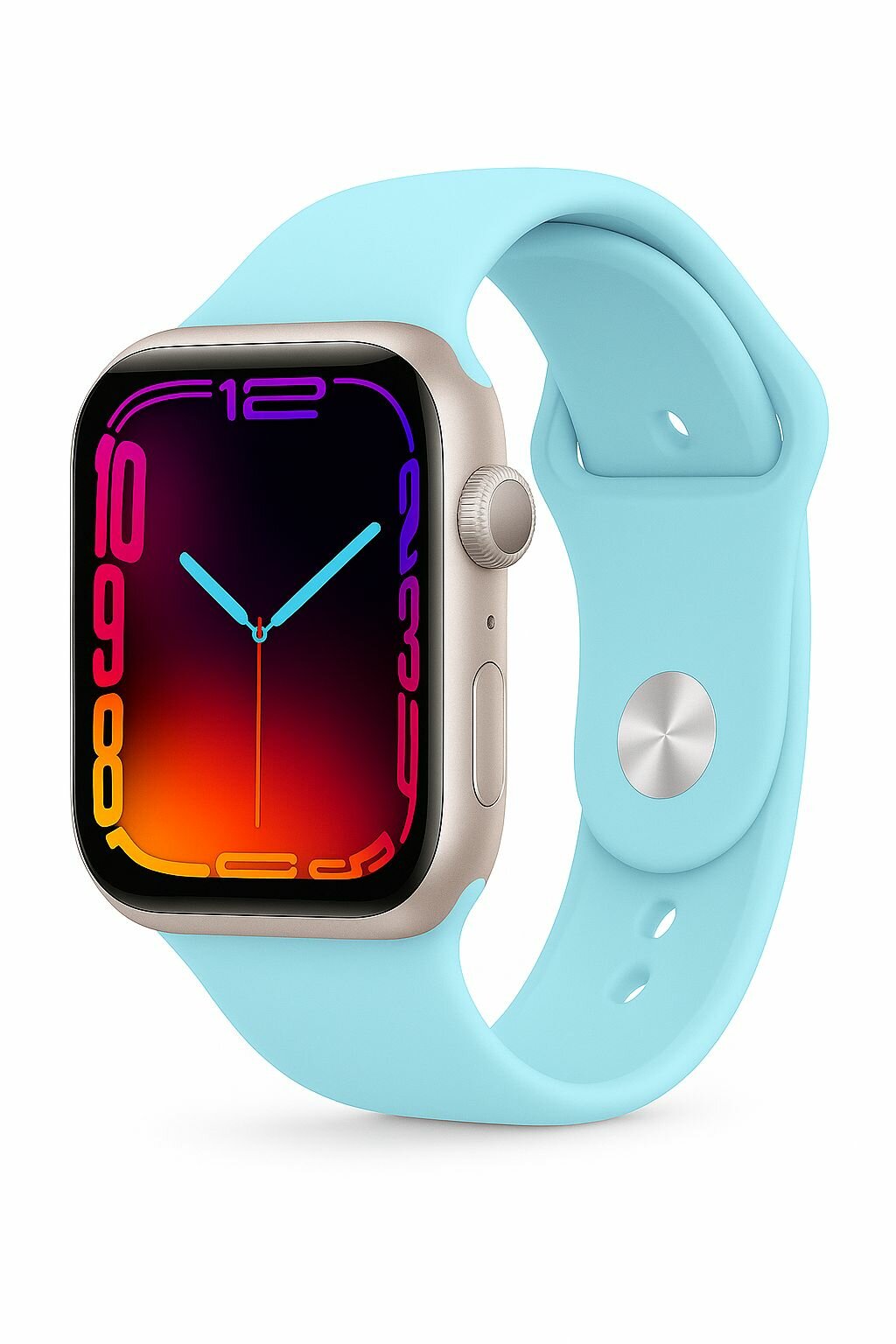 Ремешок для Apple Watch 44/45/46/49 mm размер M/L, силиконовый, цвет Морской волны (голубой), браслет на смарт-часы Эпл Вотч для iWatch Series 11 10 9 8 7 6 5 4 SE Ultra 3 Ultra 2 Ultra совместимый