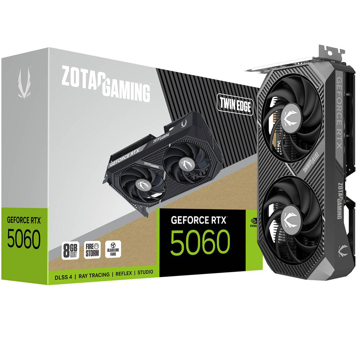 Видеокарта Zotac RTX5060 TWIN EDGE 8GB GDDR7 128bit 3xDP HDMI 2FAN MEDIUM PACK
