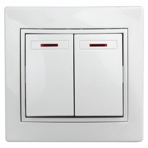 Выключатель 2-кл. СП Plano 10А IP20 1Э-105-01 250В с подсветкой бел. Intro Б0038826