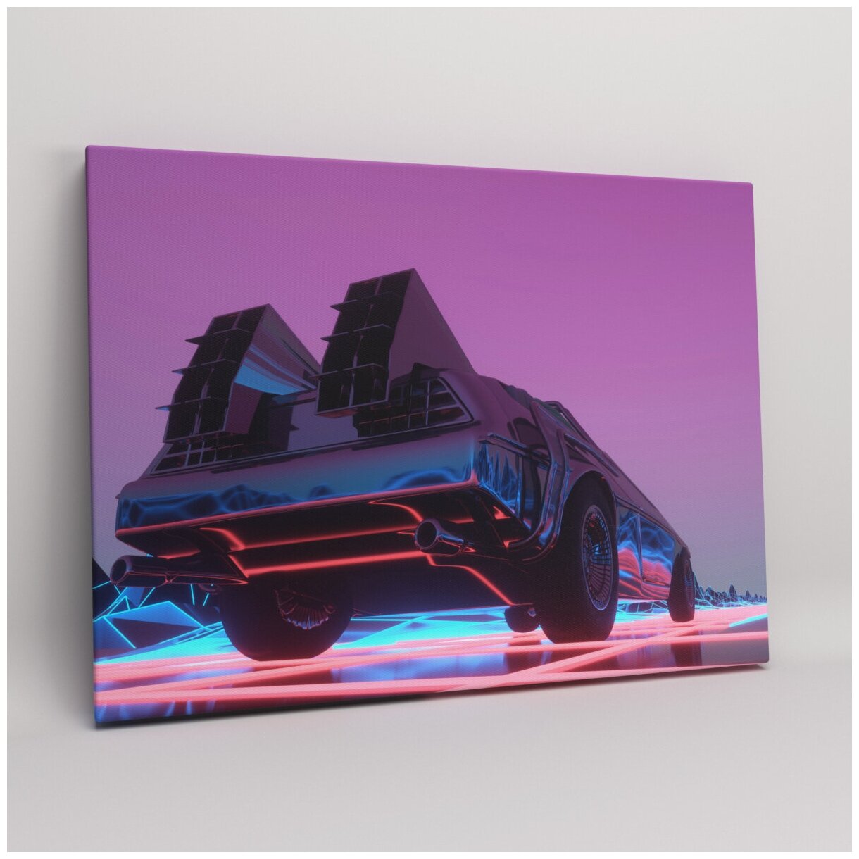 Картина на холсте (интерьерный постер) "Назад в будущее - Делориан" с деревянным подрамником, размер 60x45 см