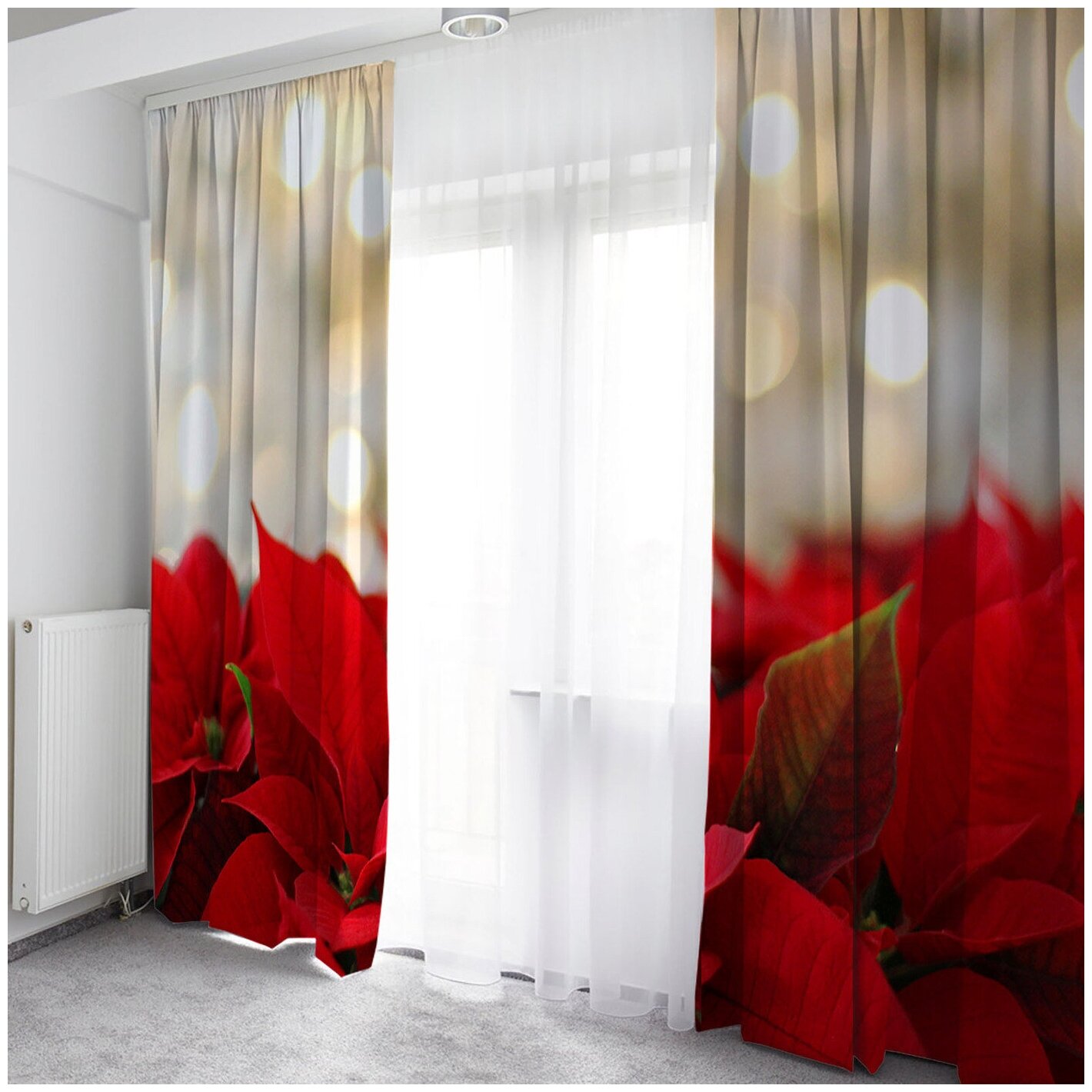 Фотошторы из габардина новогодние Good Room, 290x220 см.
