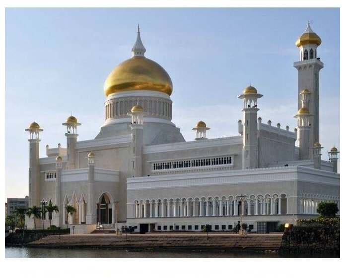 Алмазная мозаика на подрамнике Мечеть Омара Али Сайфуддина/ 40х50 см, сложность 5, цветов 22/ Komas