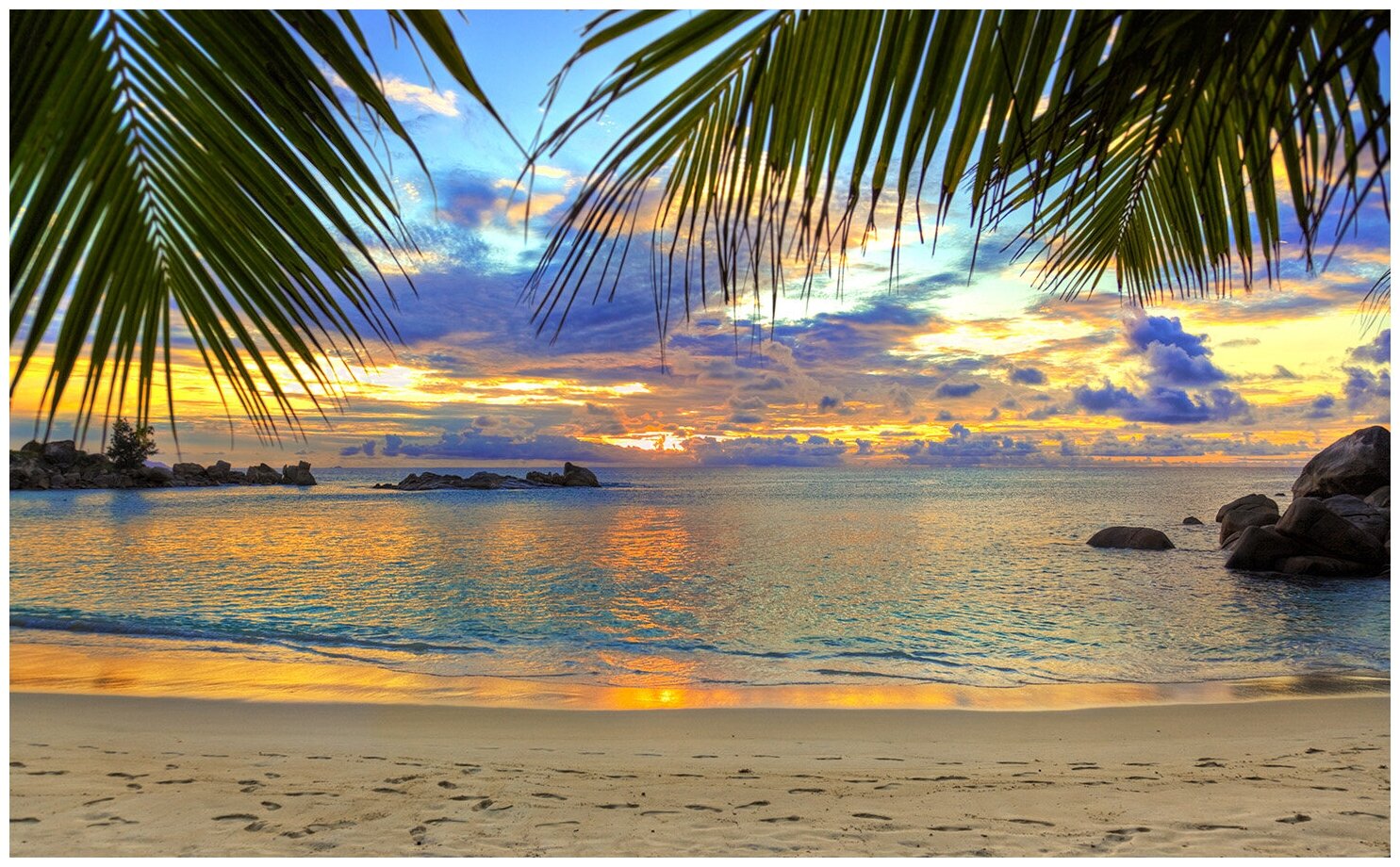 Фотообои Уютная стена "Красивый закат на море" 440х270 см Виниловые Бесшовные (единым полотном)