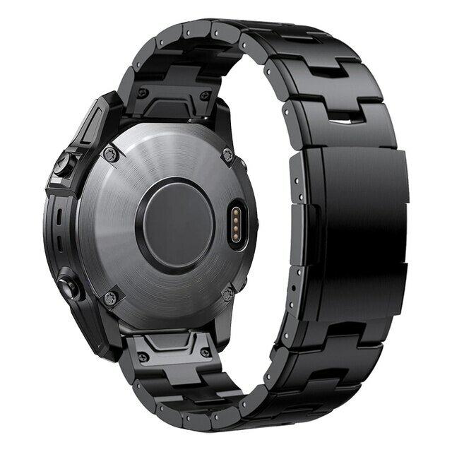 Титановый ремешок для часов Garmin 22 мм. Титановый черный