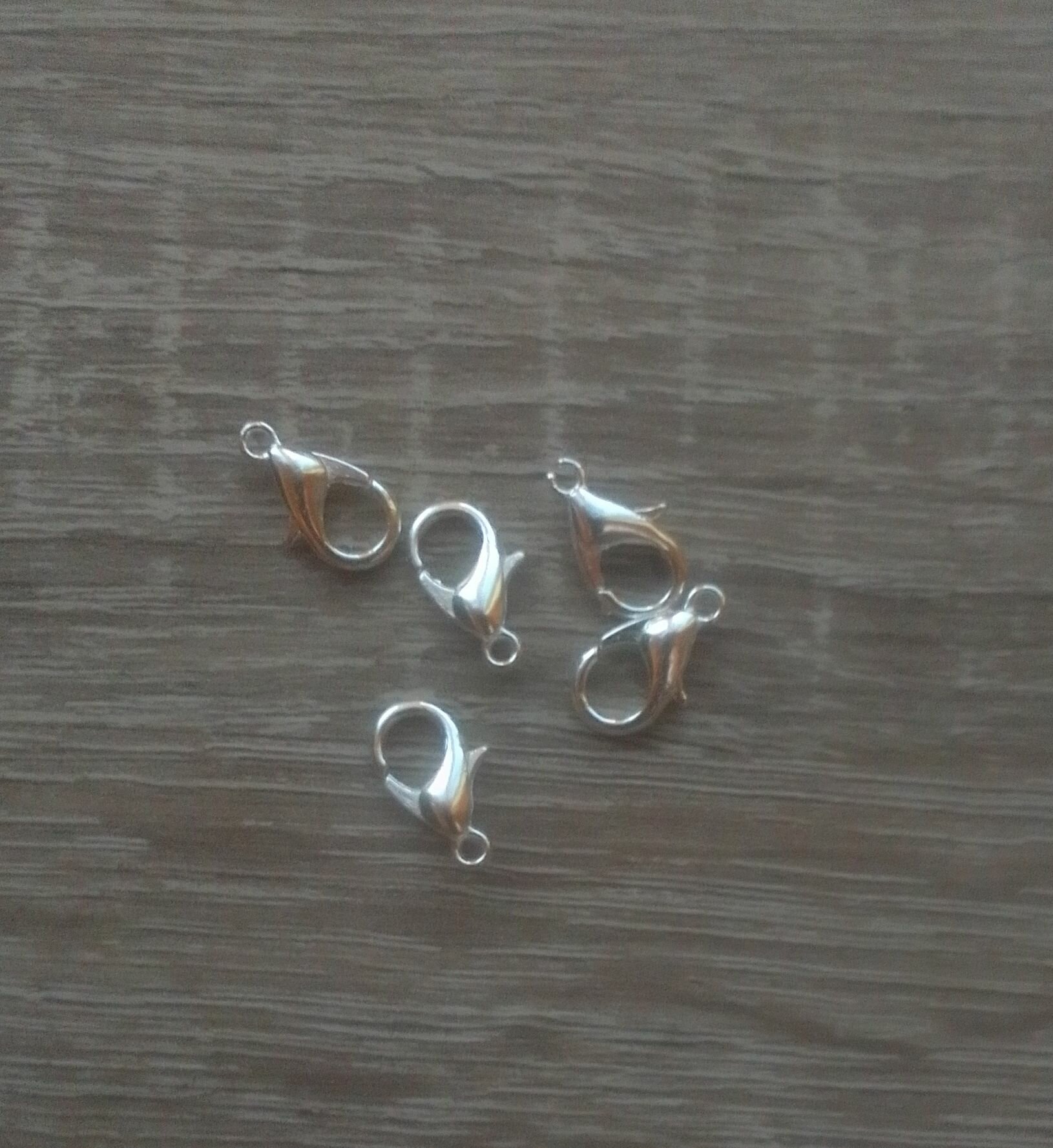 Замок для бус карабин 12мм, 20шт/упак, под Серебро)