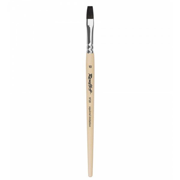 Кисть имитация белки серия 1F20 плоская короткая ручка п/лаком №10