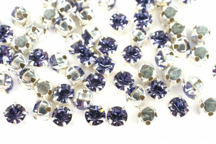Шатоны Preciosa Maxima 4мм в оправе, цвет tanzanit DF/silver, 63-122, 10шт