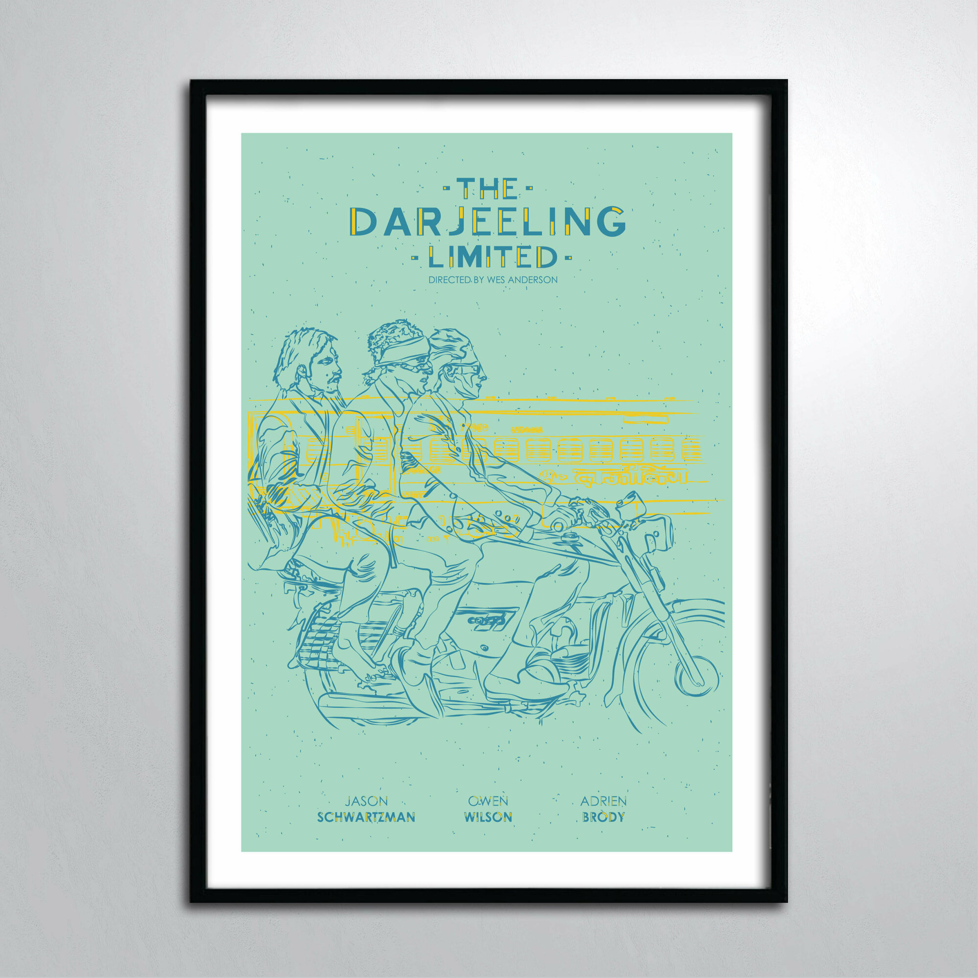 Постер в раме/Уэс Андерсон Поезд на Дарджилинг Мотоцикл Арт The Darjeeling Limited