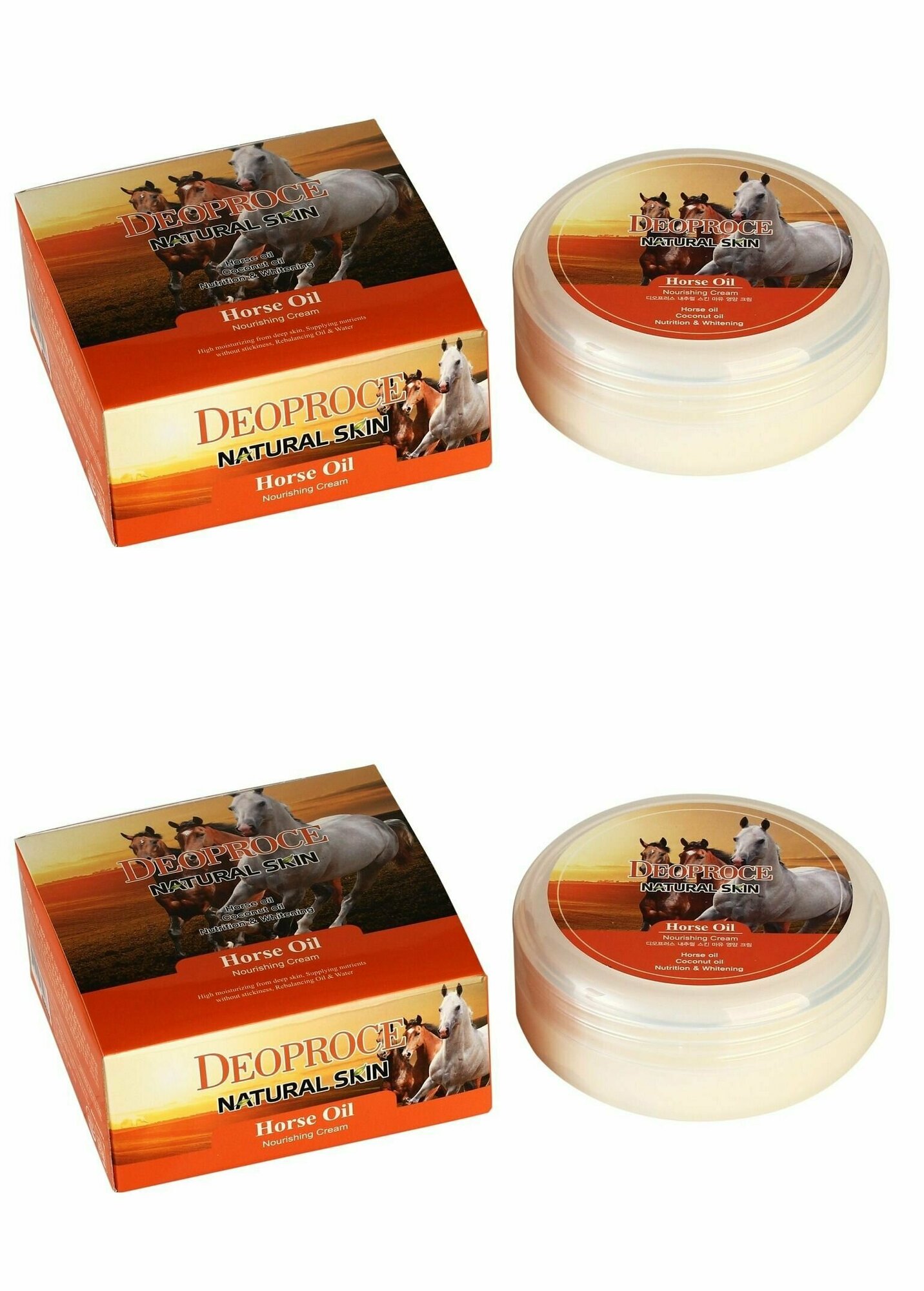 Deoproce Крем для лица и тела Natural Skin Horse Oil Nourishing Cream, 100 г, 2 шт