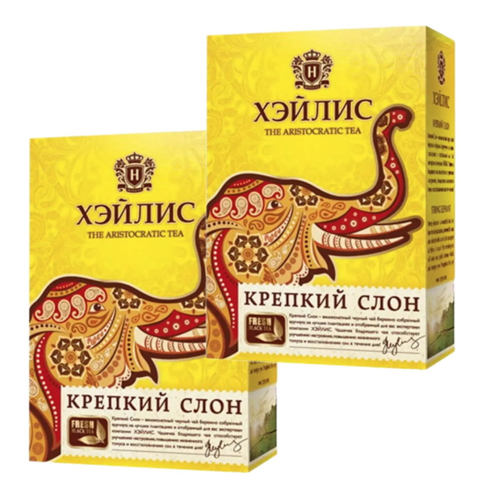Чай черный Хэйлис Крепкий слон 200 грамм 2 штуки