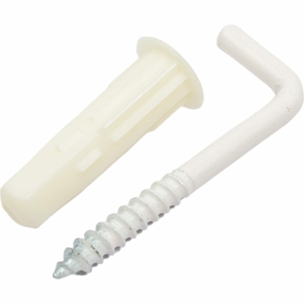 Крюк-шуруп европартнер L- обр. белый d5хL50 в компл. c дюбелем MULTI 8x32 4шт. MP 314 17
