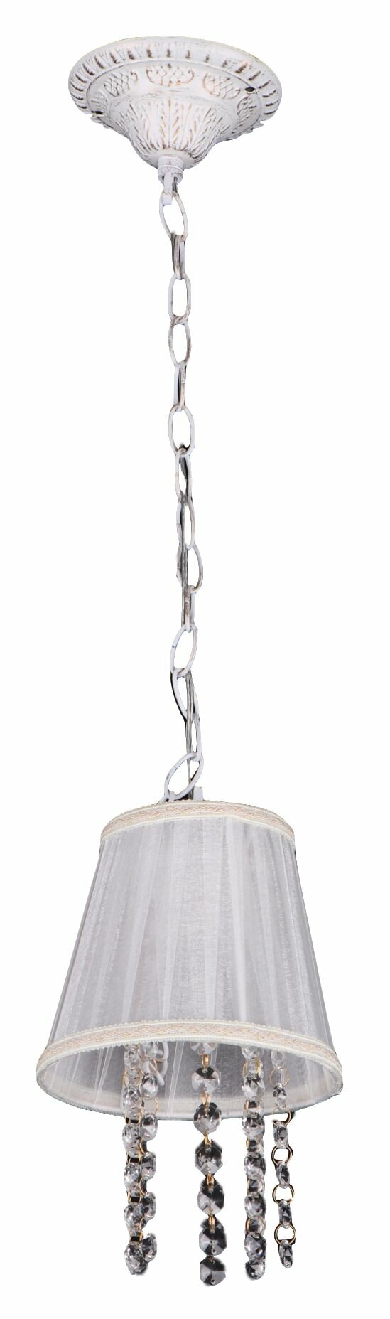 Люстра подвес De Fran, AP5-161 WT+WT Е27 220В 1*60Вт белый с кристаллами, серия Исида