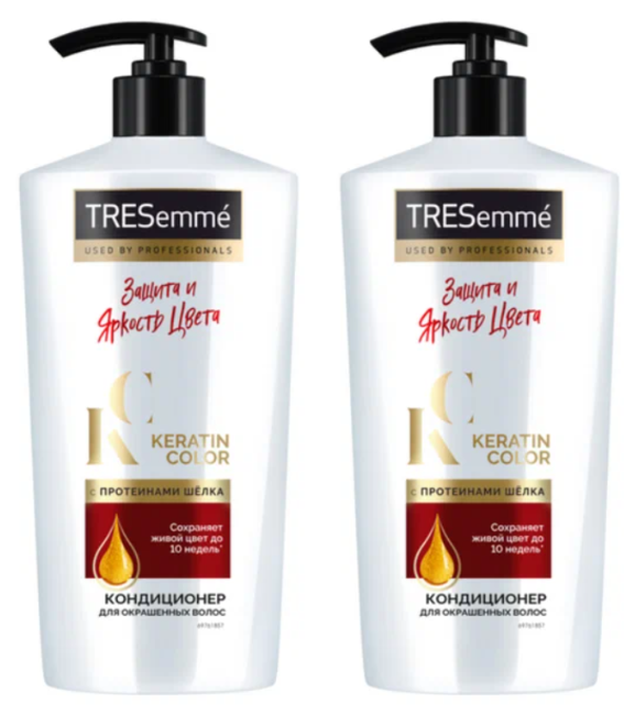 Кондиционер для окрашенных волос Tresemme Keratin Color, с протеинами шелка, 630 мл, 2 шт