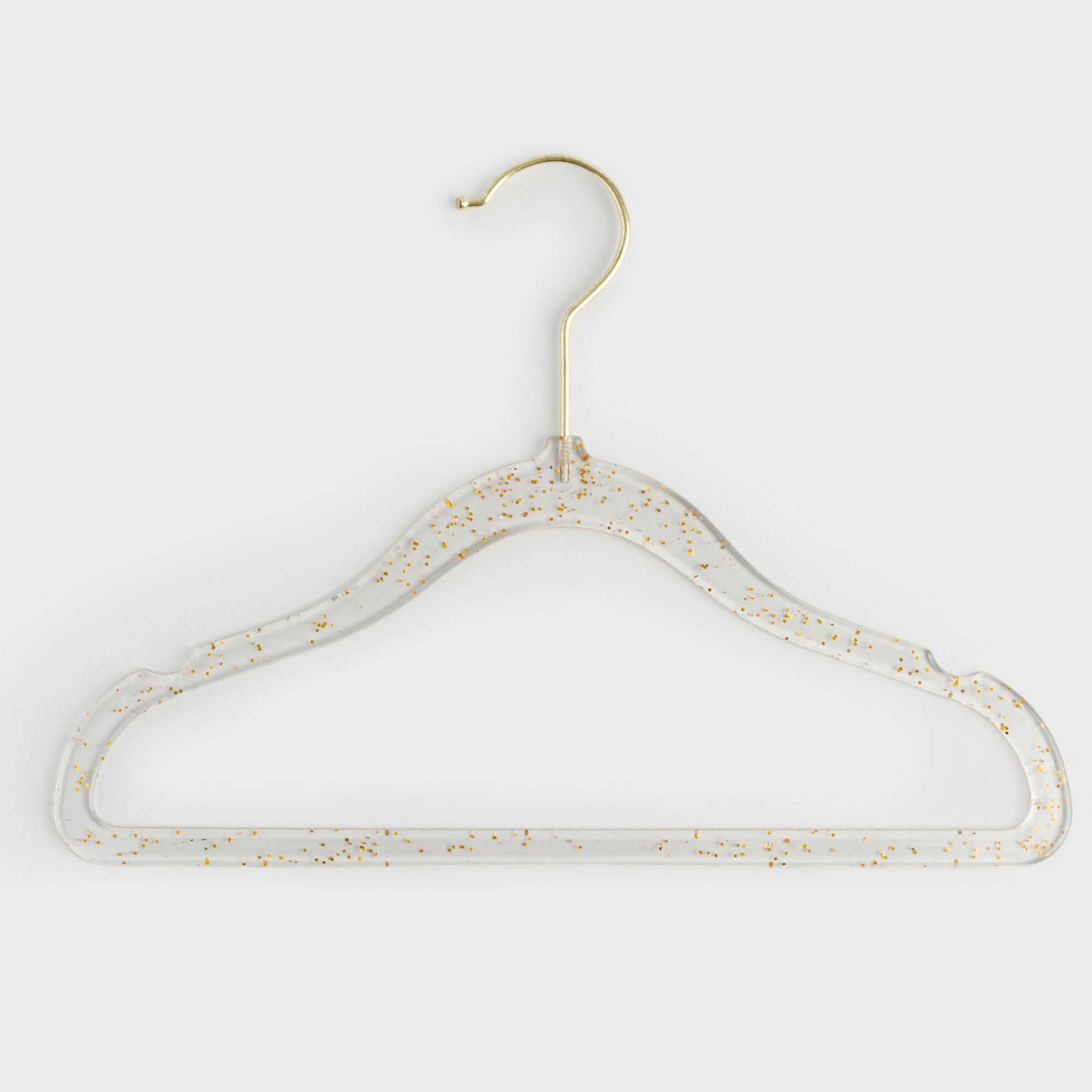 Вешалка-плечики, 30 см, 3 шт, детская, пластик, прозрачная с золотистыми блестками, Shimmer, Kuchenland