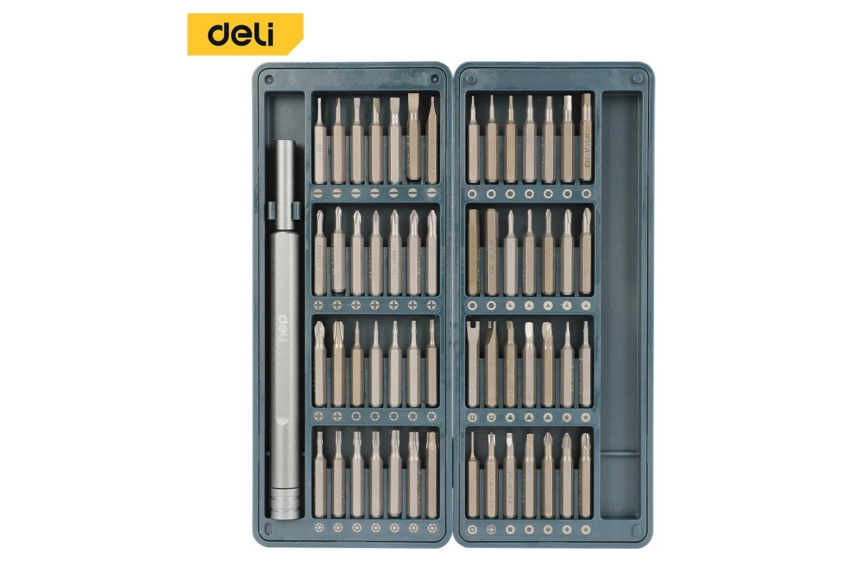 DELI Набор прецизионных отверток DL241057 56 бит, сталь S2 + Cr-V, пластиковый кейс 147045