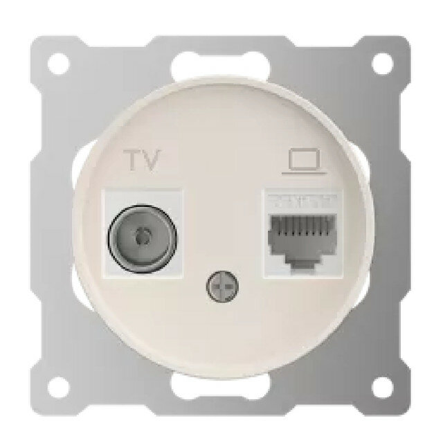 Розетка 2-поста антенна/компьютер TV RJ45 Cat.5e ONEKEYELECTRO Florence бежевый