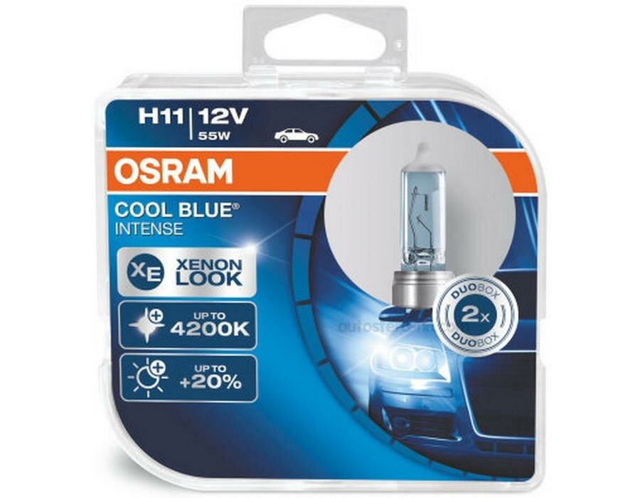 OSRAM 64211CBIHCB Лампа 12V H11 55W PGJ19-2 Cool Blue Intese (уп. 2 шт.) евробокс