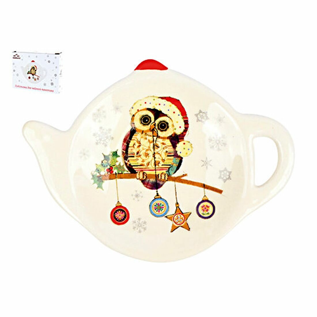 Подставка для чайного пакетика Owl Christmas доломит