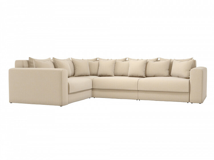 Угловой диван Мэдисон Long бежевый, еврокнижка, 335х230х90 см, с ящиком для белья