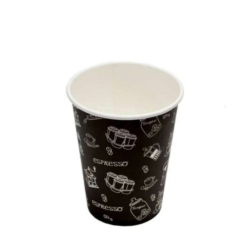 Набор стаканов картонных 300мл d-90мм с надписями 1-слойный уп/50шт для горячего